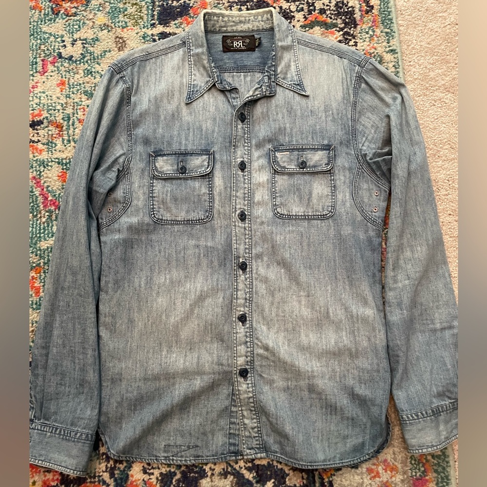 Rrl Western Chambray Button Down - Gem
